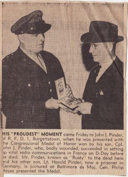 Pinder, John Joseph “Joe”. | WW2 Gravestone