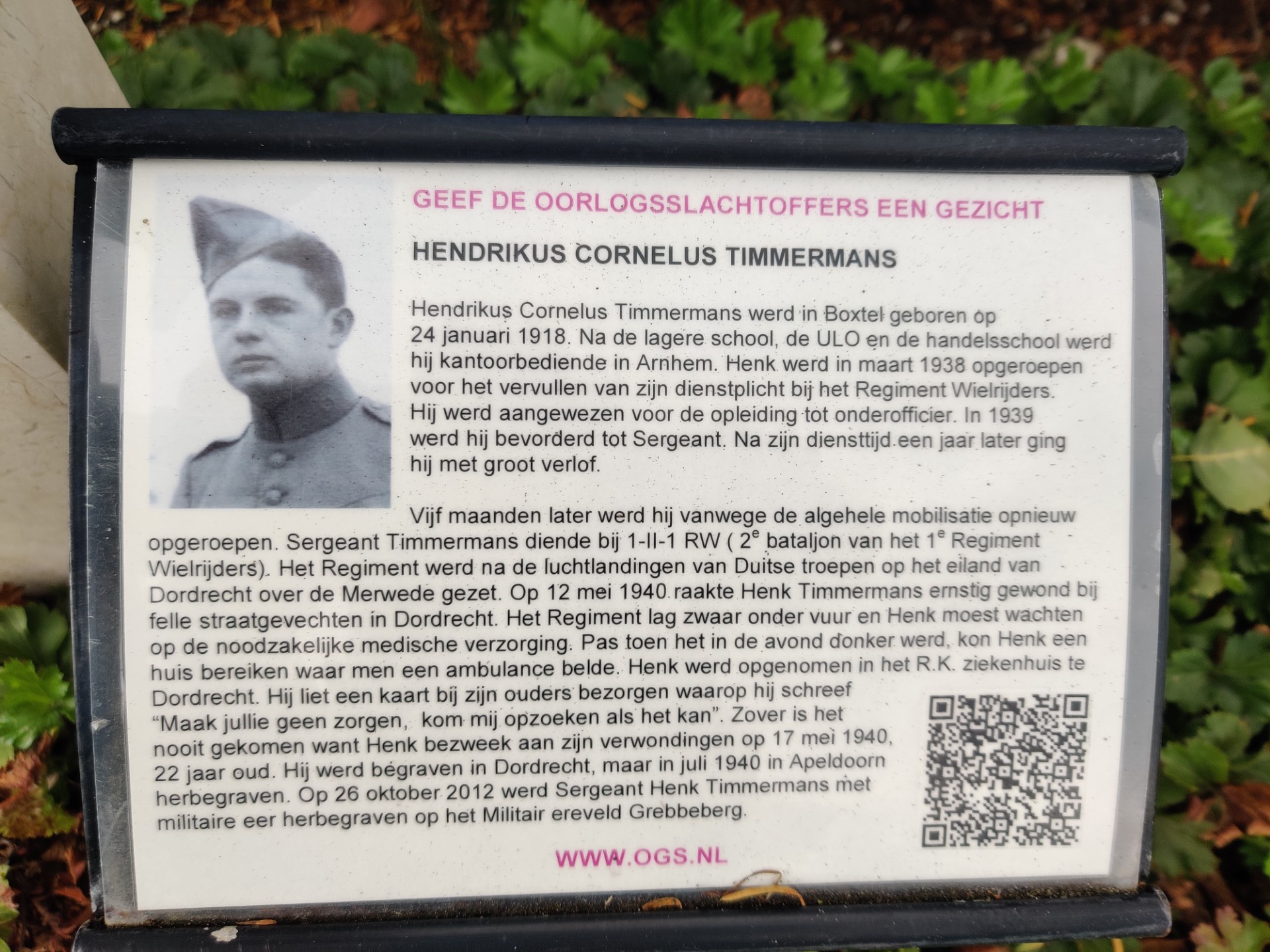Timmermans, Hendrikus Cornelius “Henk”. | WW2 Gravestone