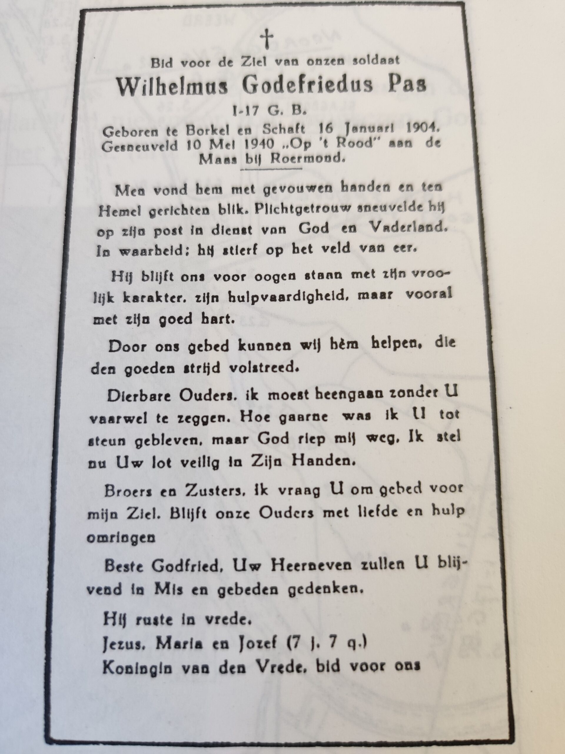 Pas, Wilhelmus Godefriedus “Gort”. | WW2 Gravestone