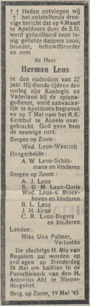 Leus, Herman. | WW2 Gravestone